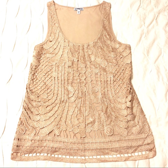 Express | Tops | Stunning Express Lace Metallic Shirt Medium | Poshmark